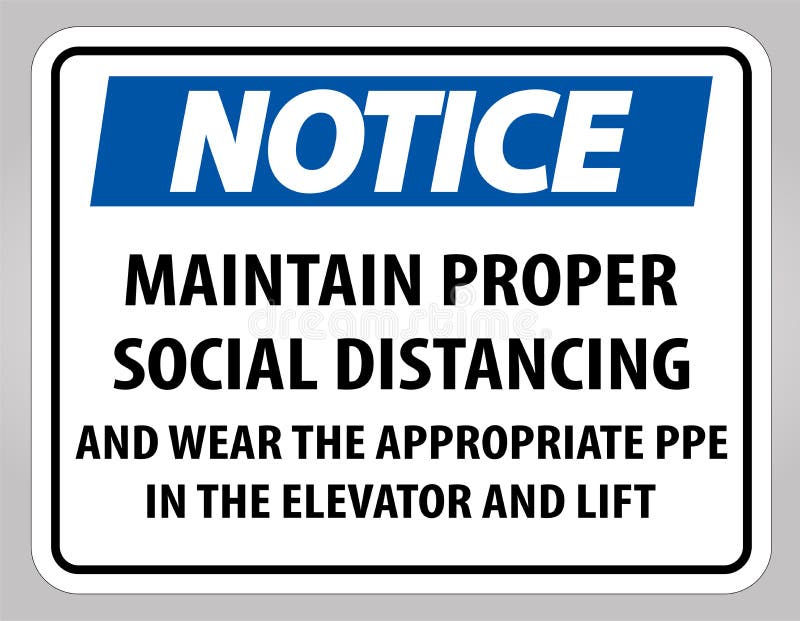 Notice Maintain Proper Social Distancing Sign Isolate on White ...