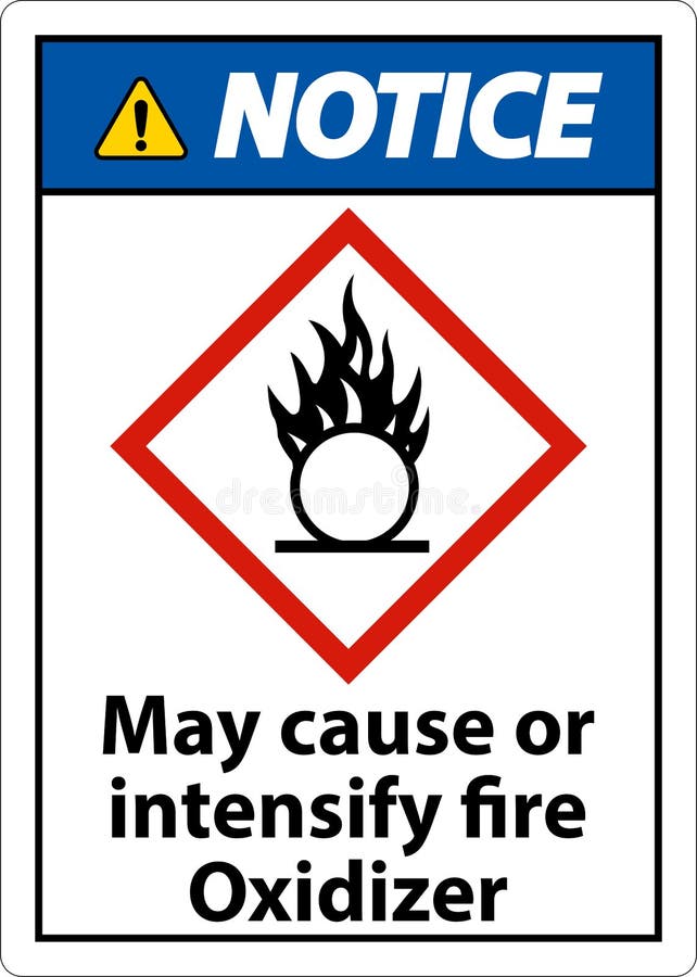 Notice May Cause or Intensify Fire GHS Sign on White Background Stock ...