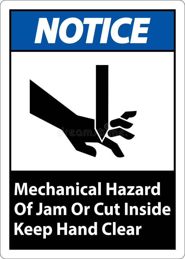 Notice Mechanical Hazard of Jam or Cut Inside Keep Hand Clear Stock ...