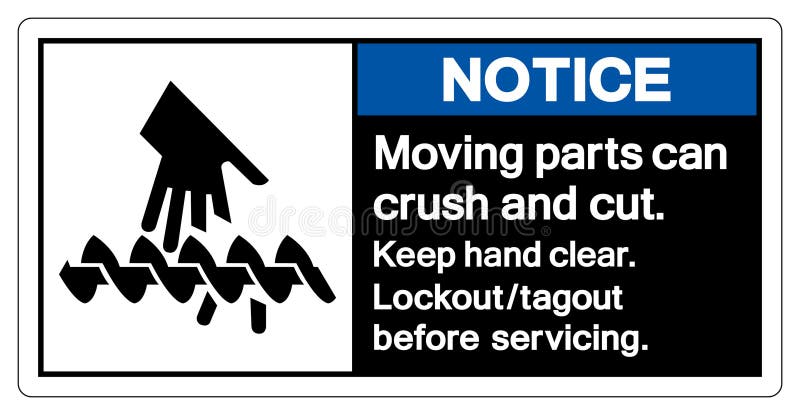 Notice Moving Part Can Crush and Cut Keep Hand Clear Symbol Sign ...