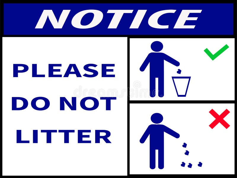 Notice Please Do Not Litter,blue Icon Logo Sticker Sign Stock Vector ...