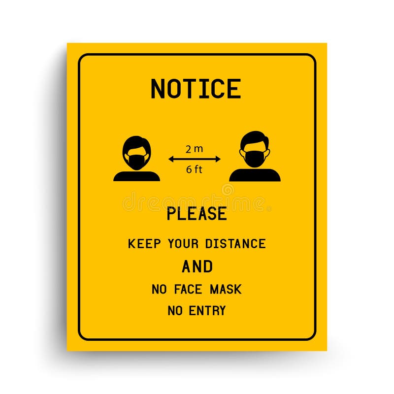 Notice Please Keep Your Distance and No Face Mask No Entry Stock Vector ...