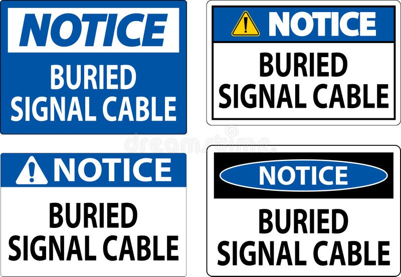Notice Sign Buried Signal Cable on White Bacground Stock Vector ...