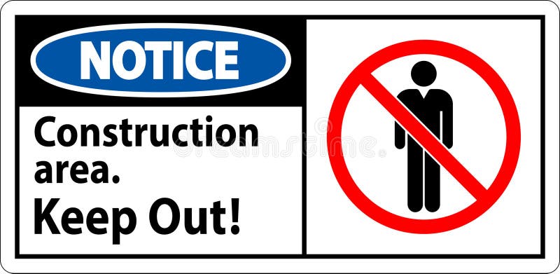 Notice Construction Zone Symbol Sign on White Background Stock Vector ...