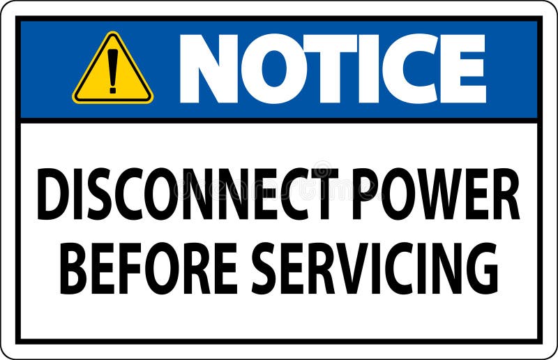 Notice Sign Disconnect Power before Servicing Stock Vector ...