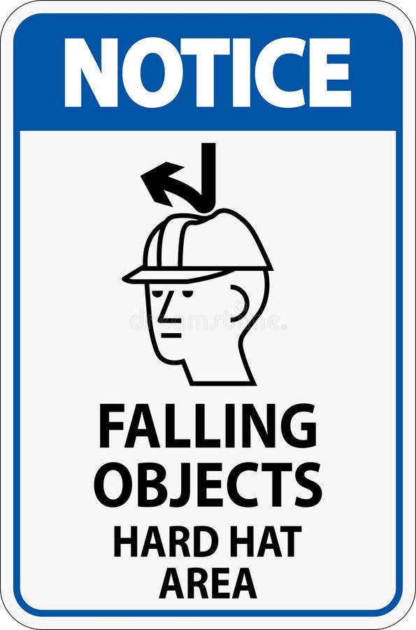 Notice Sign, Falling Objects Hard Hat Area Stock Vector - Illustration ...