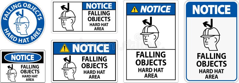 Notice Sign, Falling Objects Hard Hat Area Stock Vector - Illustration ...