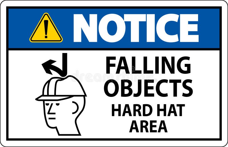 Notice Sign, Falling Objects Hard Hat Area Stock Vector - Illustration ...