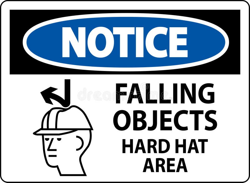 Notice Sign, Falling Objects Hard Hat Area Stock Vector - Illustration ...