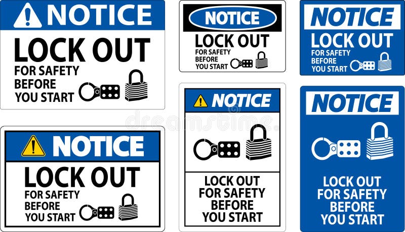 Notice Lock Out Label Sign on White Background Stock Vector ...