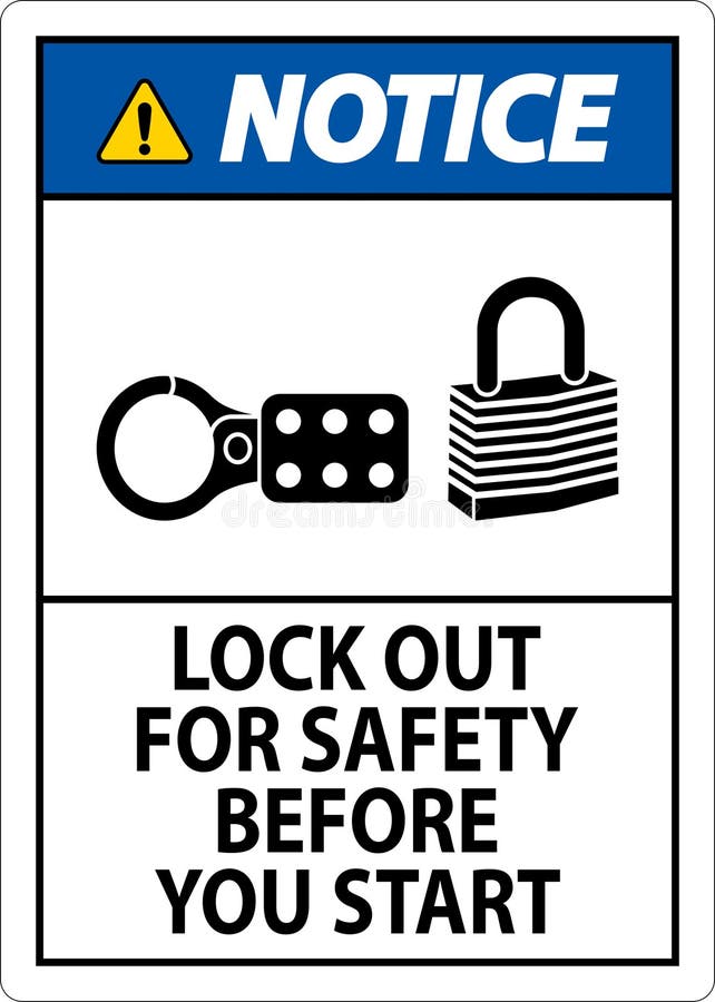 Notice Lock Out Label Sign on White Background Stock Vector ...