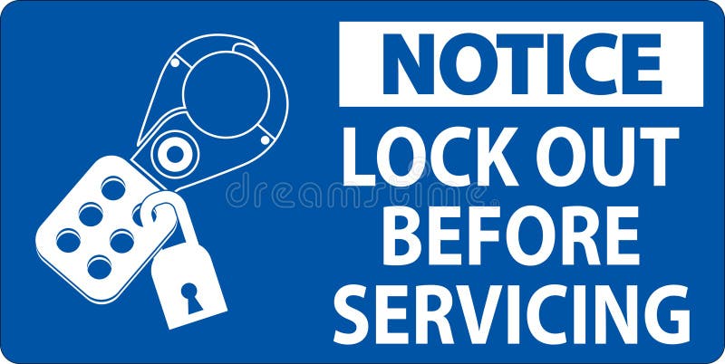 Notice Lock Out Label Sign on White Background Stock Vector ...
