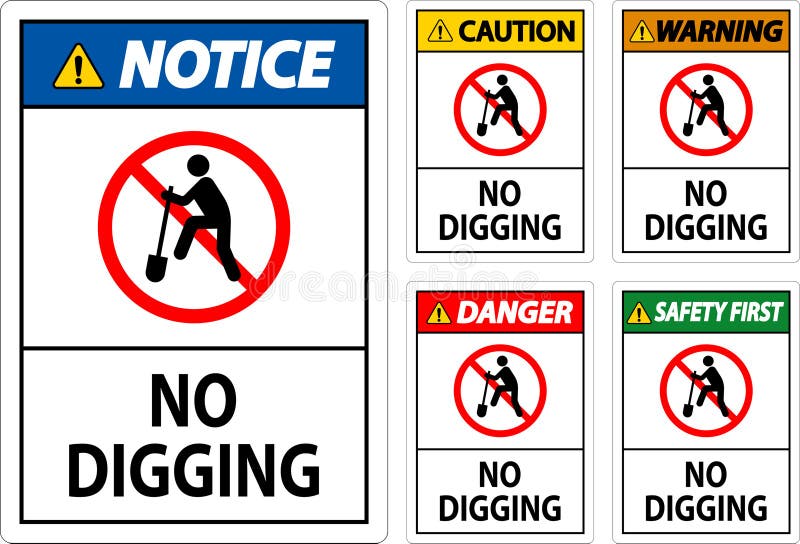 Notice Sign High Voltage Cable Buried Here on White Background Stock ...