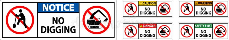 Notice Sign, No Digging Sign Stock Vector - Illustration of fence ...