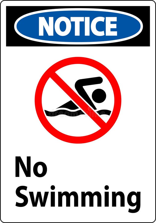 Notice Sign No Swimming stock vector. Illustration of caution - 299914562
