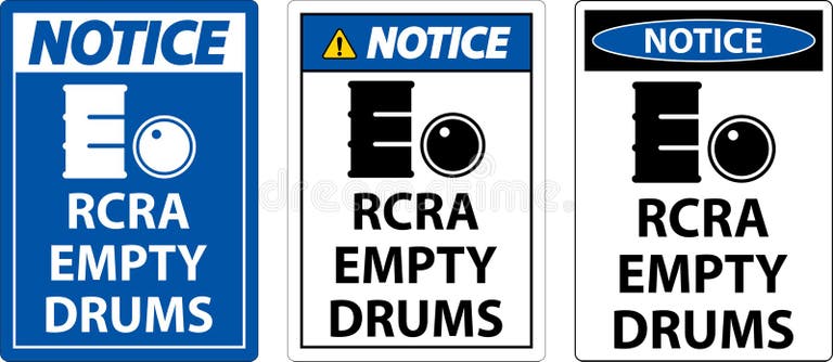 Notice Sign RCRA Empty Drums on White Background Stock Vector ...