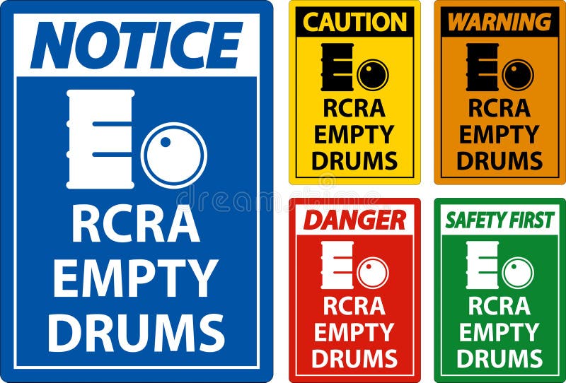 Notice Sign RCRA Empty Drums on White Background Stock Vector ...