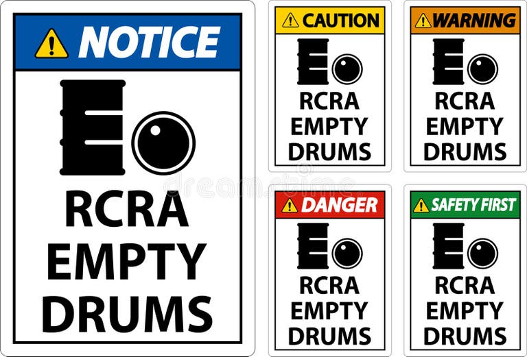 Notice Sign RCRA Empty Drums on White Background Stock Vector ...