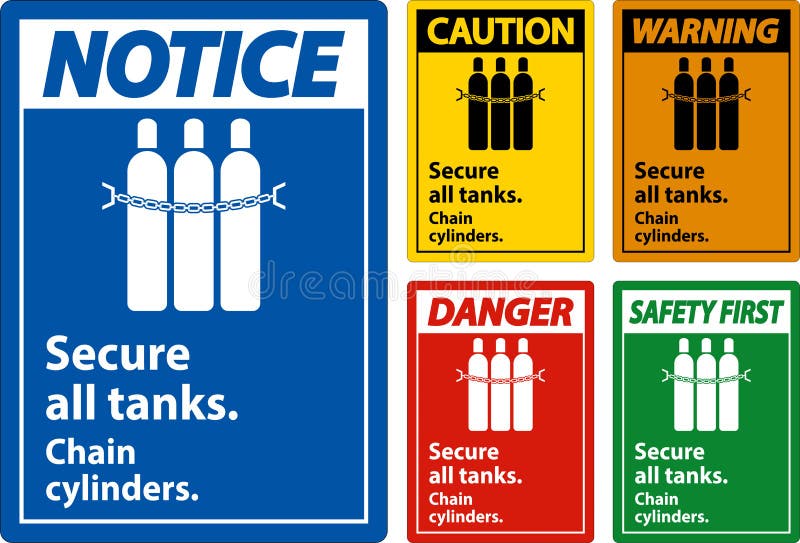 Notice Sign Secure All Tanks, Chain Cylinders Stock Vector ...
