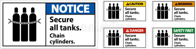Notice Sign Secure All Tanks, Chain Cylinders Stock Vector ...