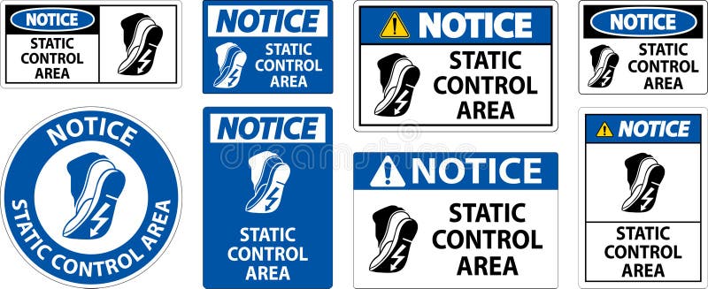 Notice Sign Static Control Area Stock Vector - Illustration of ...