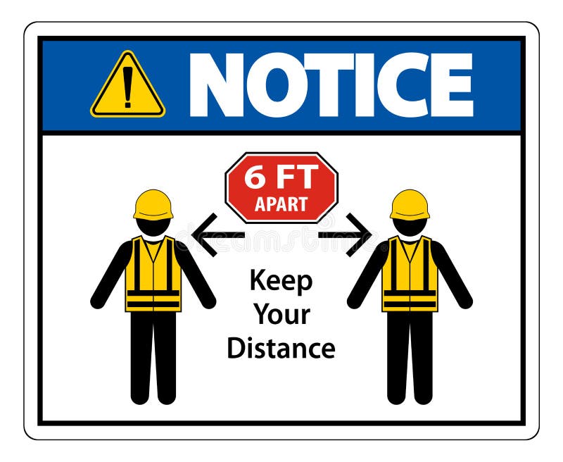 Notice Social Distancing Construction Sign Isolate on White Background ...