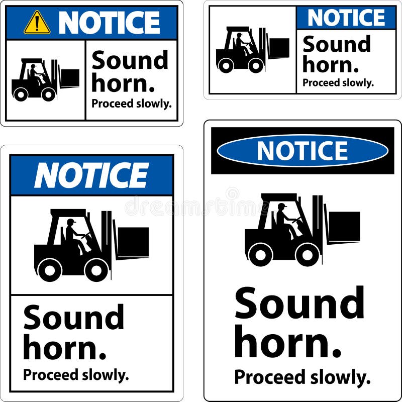 Notice Sound Horn Proceed Slowly Sign on White Background Stock Vector ...