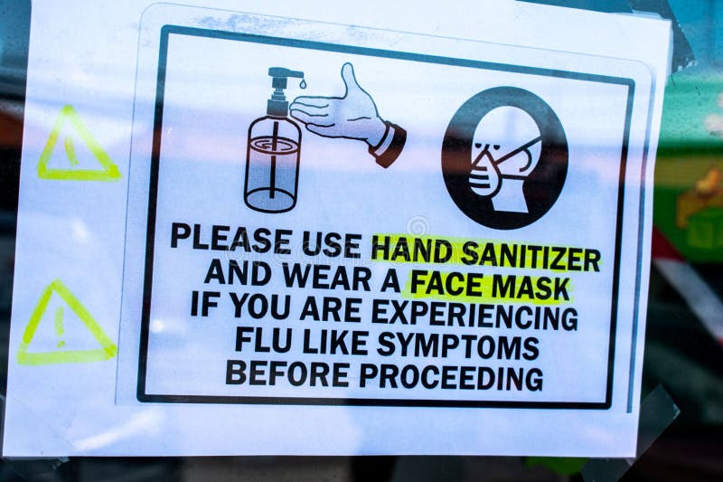 Notice on a Store Window with Covid-19 Rules Stock Photo - Image of ...