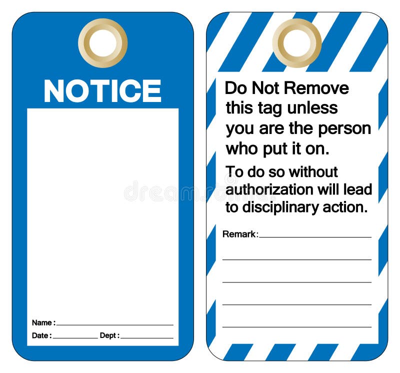 Notice Tag Template Label Symbol Sign, Vector Illustration, Isolate on ...