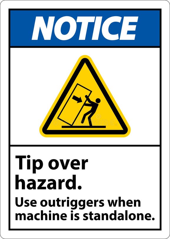 Notice Tip Over Hazard Use Outriggers Label on White Background Stock ...