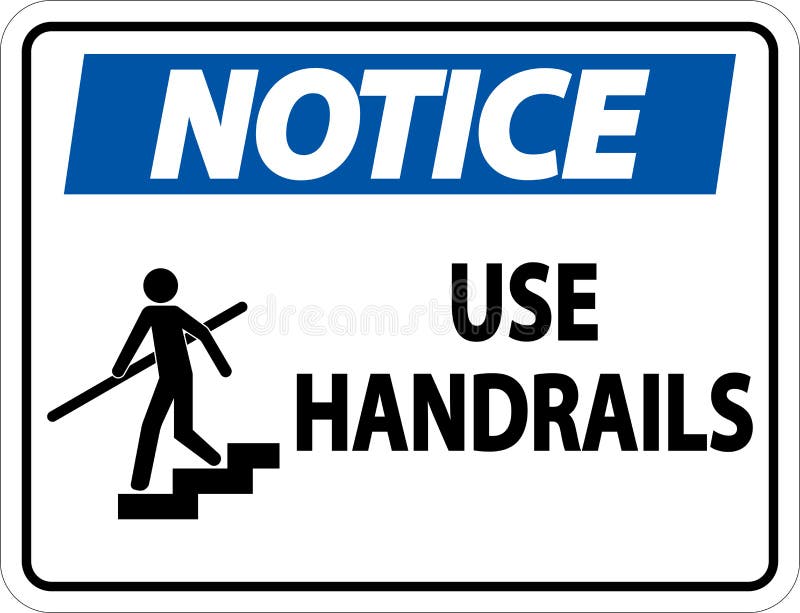 Caution Use Handrail Sign on White Background Stock Vector ...