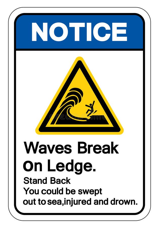 Notice Waves Break on Ledge Stand Back Symbol Sign, Vector Illustration ...