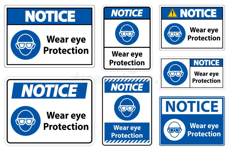 Notice Wear Eye Protection on White Background Stock Vector ...