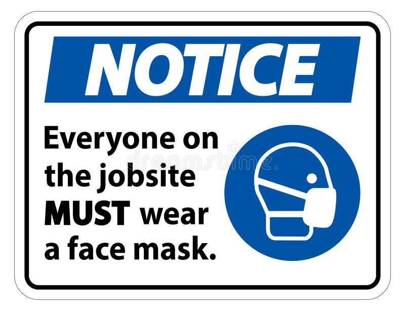 Notice Wear a Face Mask Sign Isolate on White Background Stock Vector ...