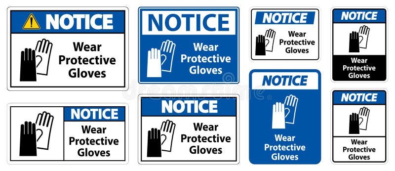 Notice Wear Protective Gloves Sign on White Background Stock Vector ...