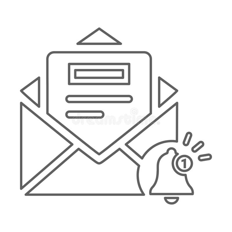 Notification, Alert, Mail Outline Icon. Line Art Sketch Stock Vector ...