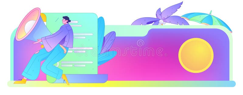 Notification Announcement Vector Creative Flat Hand Drawn Illustration ...