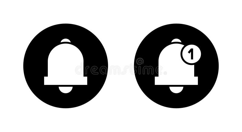Notification Bell Icon on Black Circle. Notice Sign Symbol Stock Vector ...