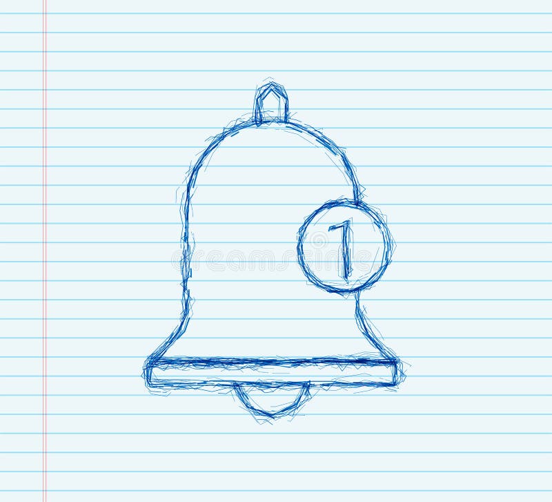 Notification Bell Icon for Incoming Inbox Message. Sketch Icon. Vector ...