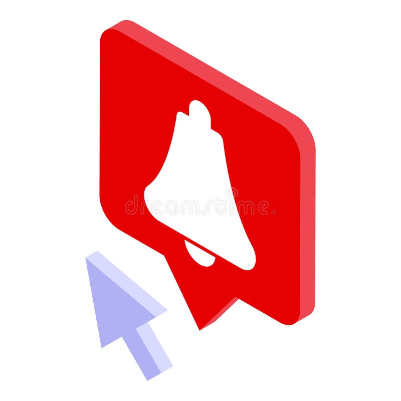 Notification Bell Icon, Isometric Style Stock Vector - Illustration of ...