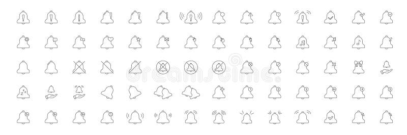 Notification Bell Icon Set. Alert, Reminder, and Notification Symbol ...