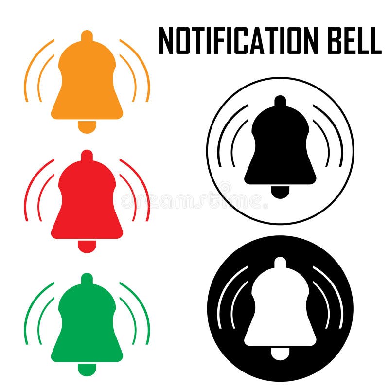 Notification bell icon set stock illustration. Illustration of element ...
