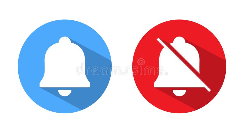Notification Bell Icon Vector in Flat Style. Mute Reminder Button ...