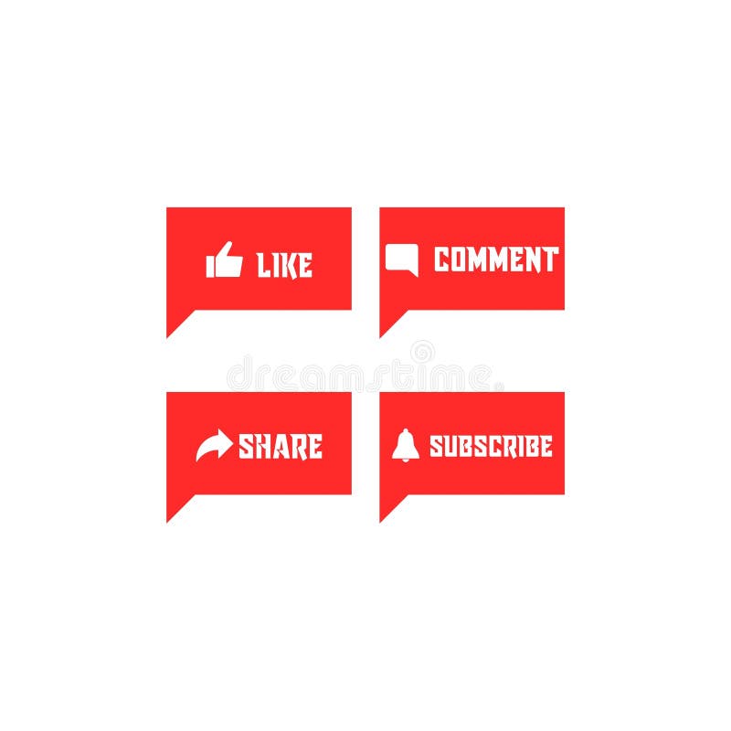Like, Comment, Share, and Subscribe Button Icon with Shadow Stock ...