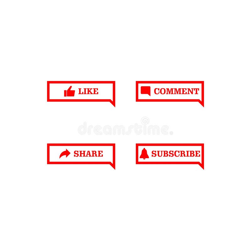 Like, Comment, Share, and Subscribe Button Icon with Shadow Stock ...
