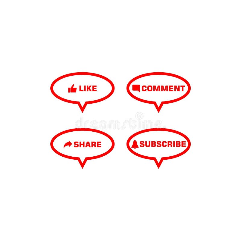 Like, Comment, Share, and Subscribe Button Icon with Shadow Stock ...