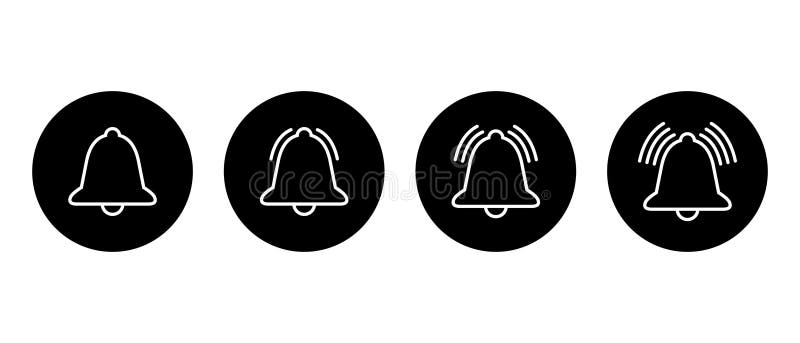 Notification Bell Line Icon on Black Circle. Alert, Ringing Concept ...