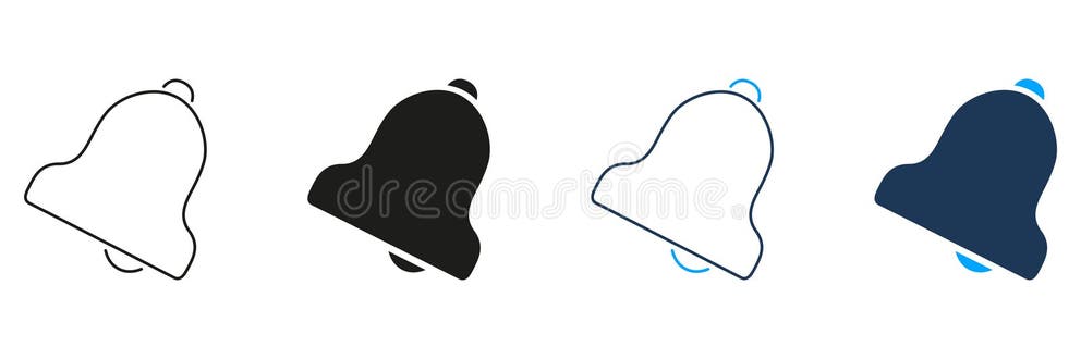 Notification Bell Line and Solid Icon Set. Alert and Reminder Symbol ...