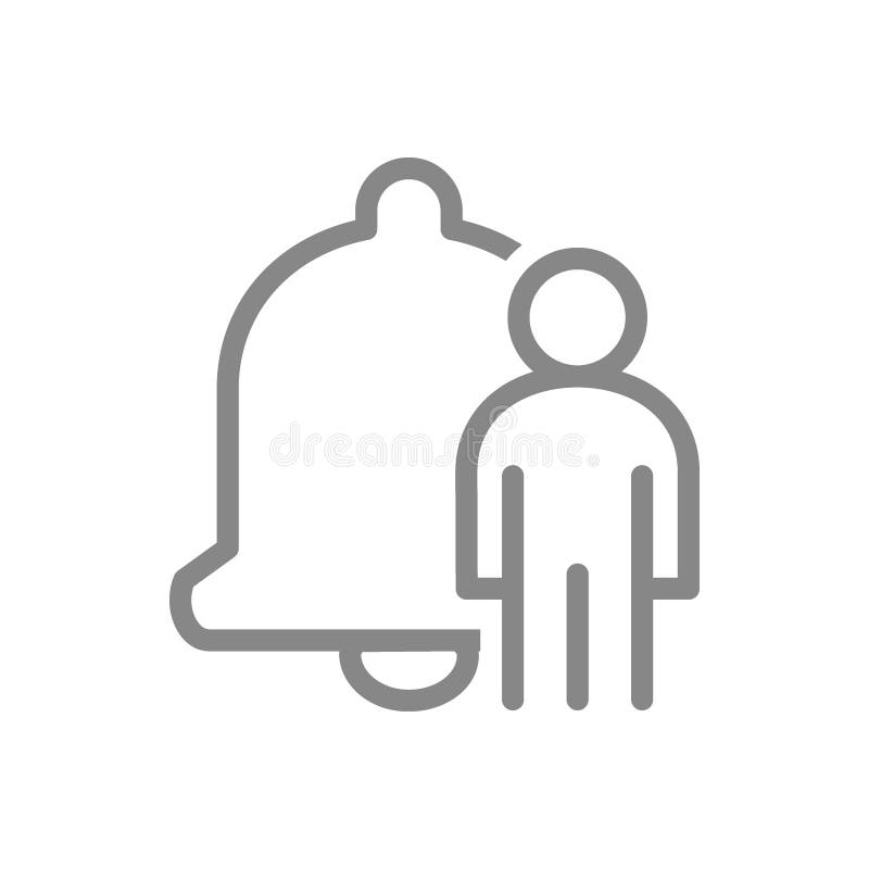 Notification Bell and Man Line Icon. Personal Message Bell, Inbox ...