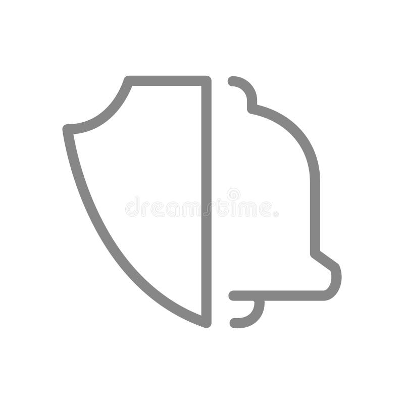 Notification Bell and Shield Line Icon. Security Message Bell, Inbox ...